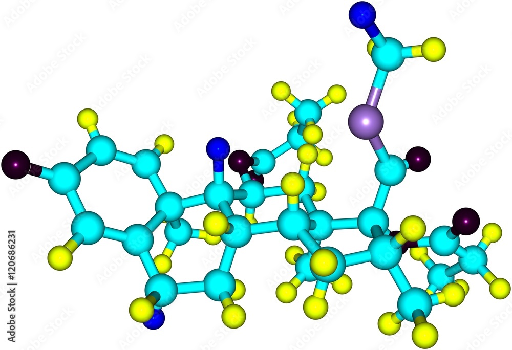 Fluticasone propionate molecular structure isolated on white Stock ...