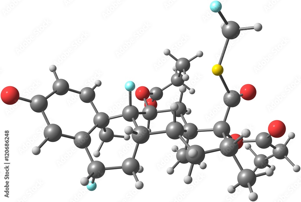 Fluticasone propionate molecular structure isolated on white Stock ...