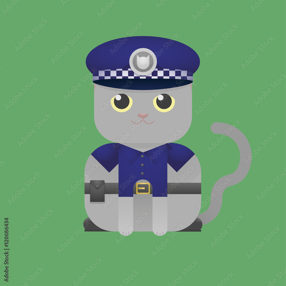 Police Cat Stock Vector | Adobe Stock