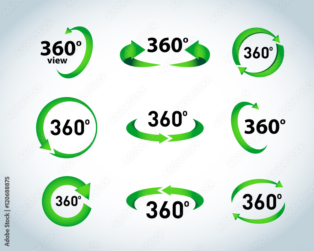 360 Degrees View Vector Icons. Isolated vector illustrations. Stock ...