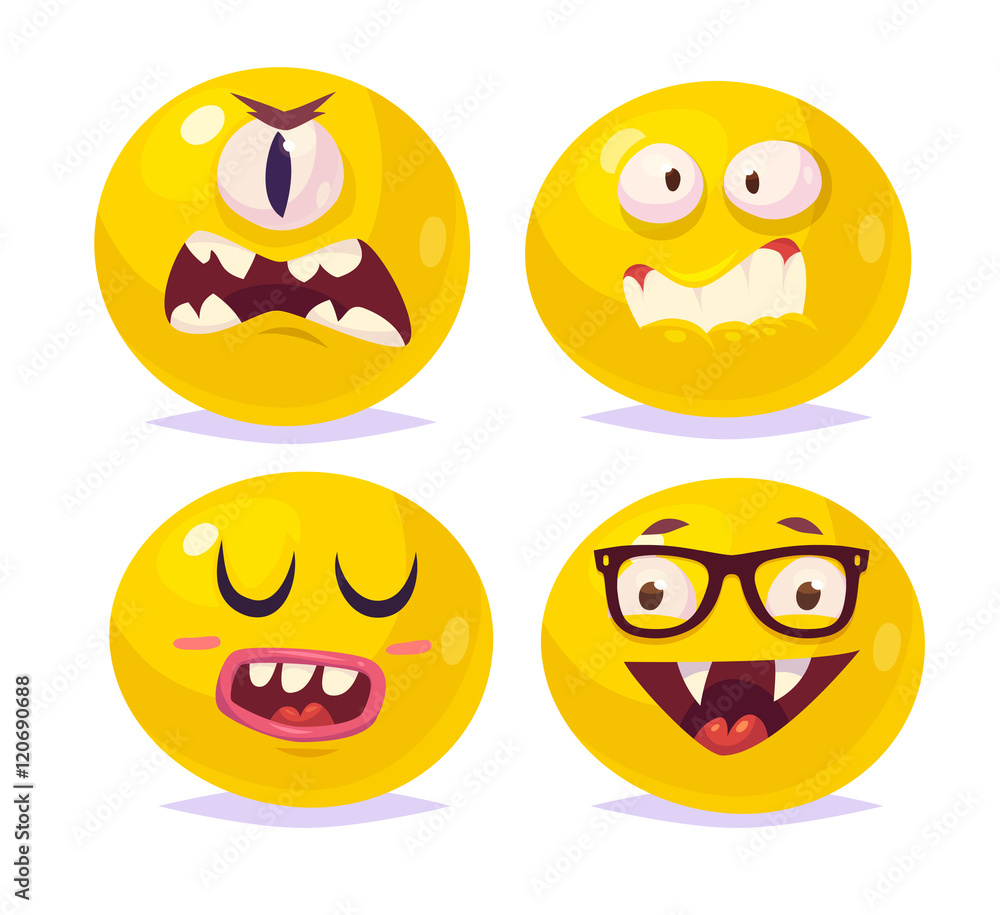 Smiles set of characters. Vector cute cartoons Stock Vector | Adobe Stock