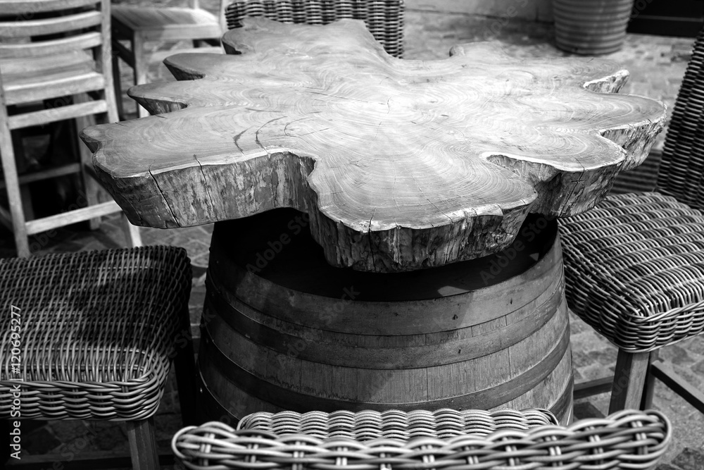 Unique and unusual rustic vintage restaurant table made from burr oak ...