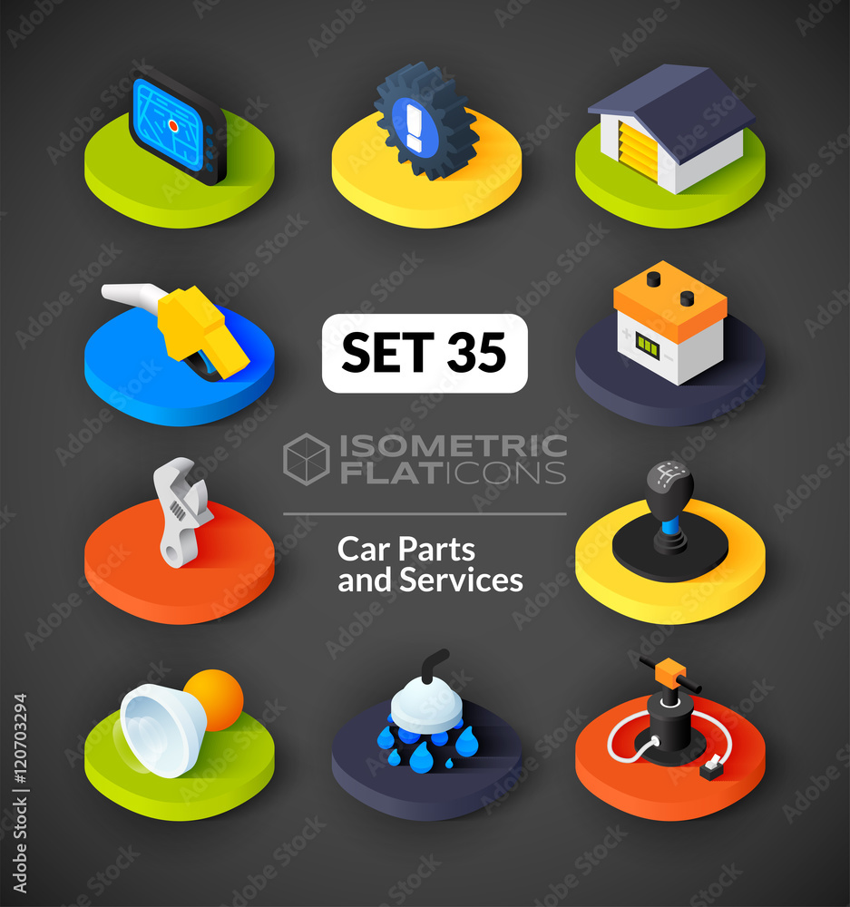 Isometric flat icons set 35 vector de Stock | Adobe Stock