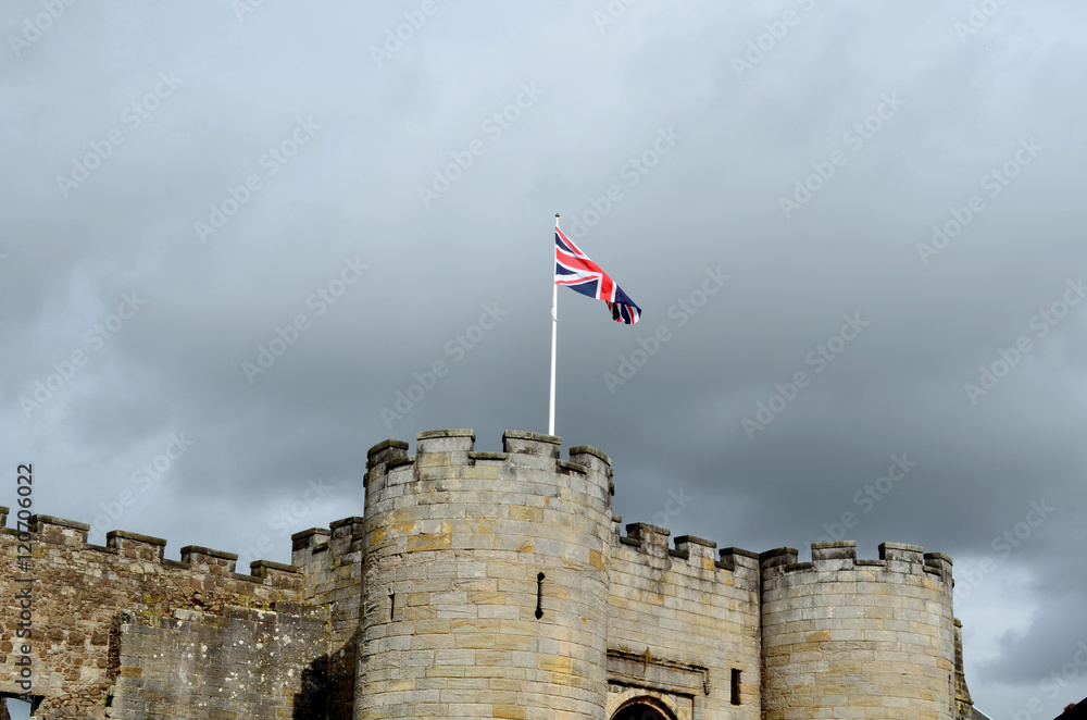 British Flag Above the Ramparts of Stirling Castle Stock Photo | Adobe ...