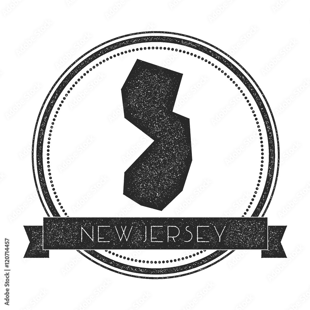 New Jersey vector map stamp. Retro distressed insignia with US state ...