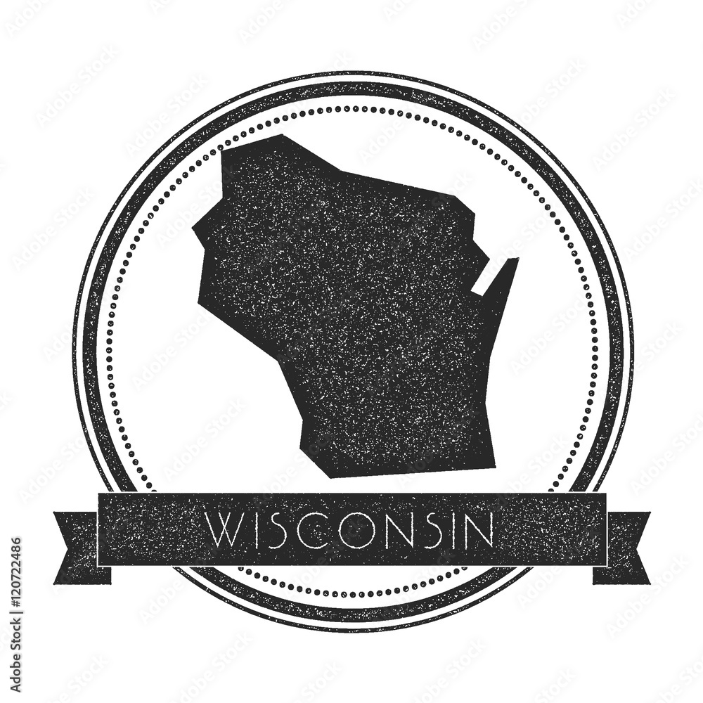 Wisconsin vector map stamp. Retro distressed insignia with US state map ...