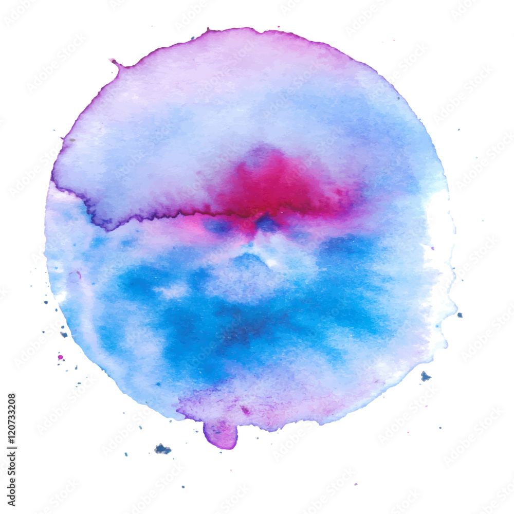 Colorful abstract watercolor circle with splashes and spatters. Modern ...