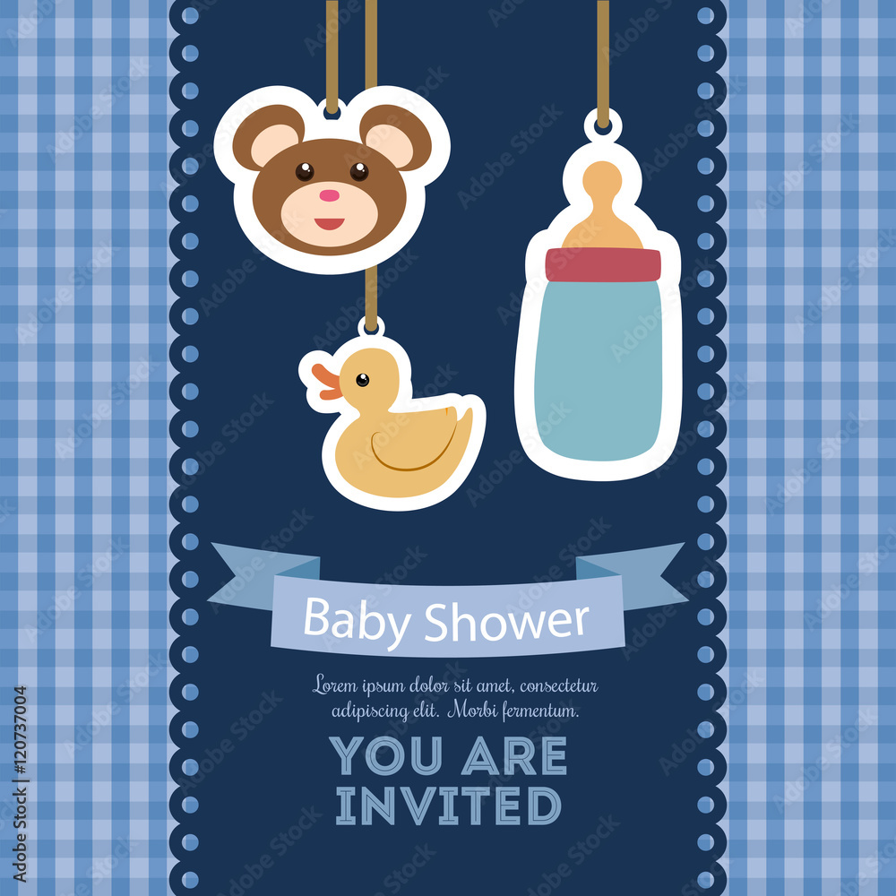 Baby mobiles cartoon icon. Baby shower invitation card. Colorful design ...