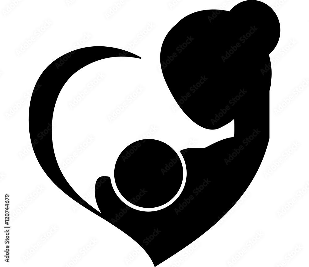 Mother breastfeeding her baby symbol Stock Vector | Adobe Stock