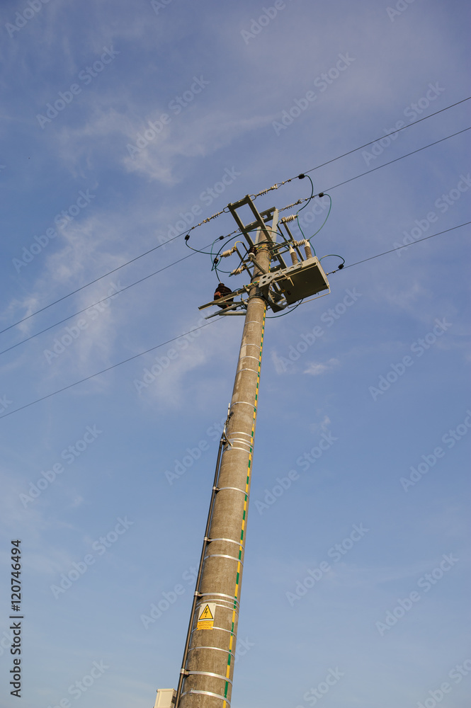 high voltage electrical pole structure Stock Photo | Adobe Stock