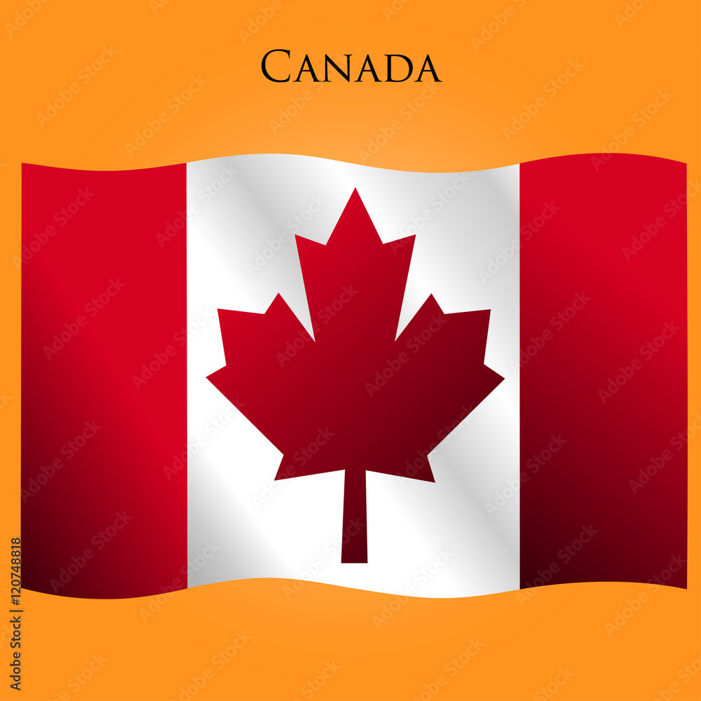 Flag of Canada on a yellow Stock Vector | Adobe Stock