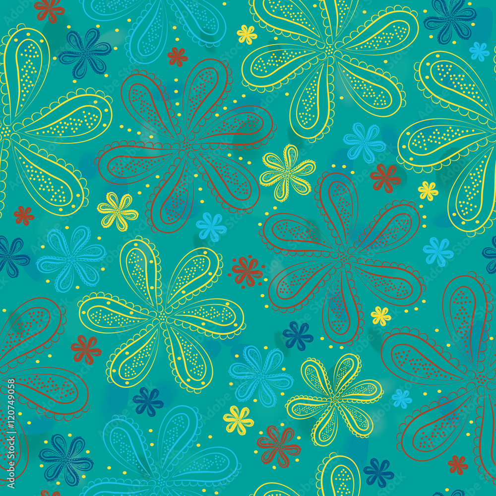 Blue floral seamless pattern Stock Illustration | Adobe Stock