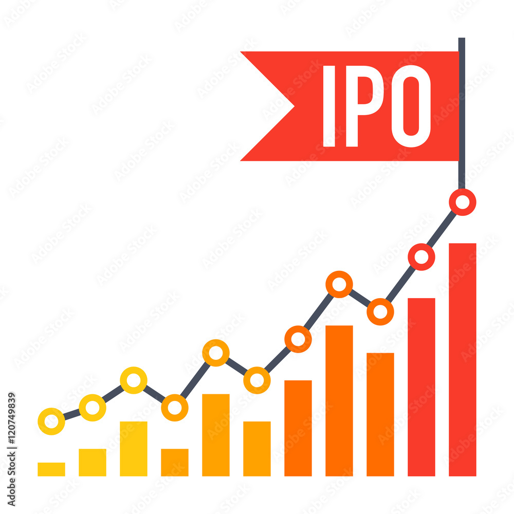 IPO concept with line chart and flag in flat style. Stock Vector ...