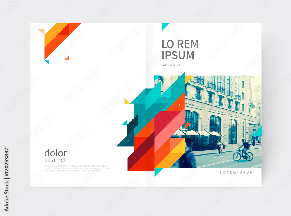 Minimalistic yellow and red Brochure. Booklet, annual report cover ...