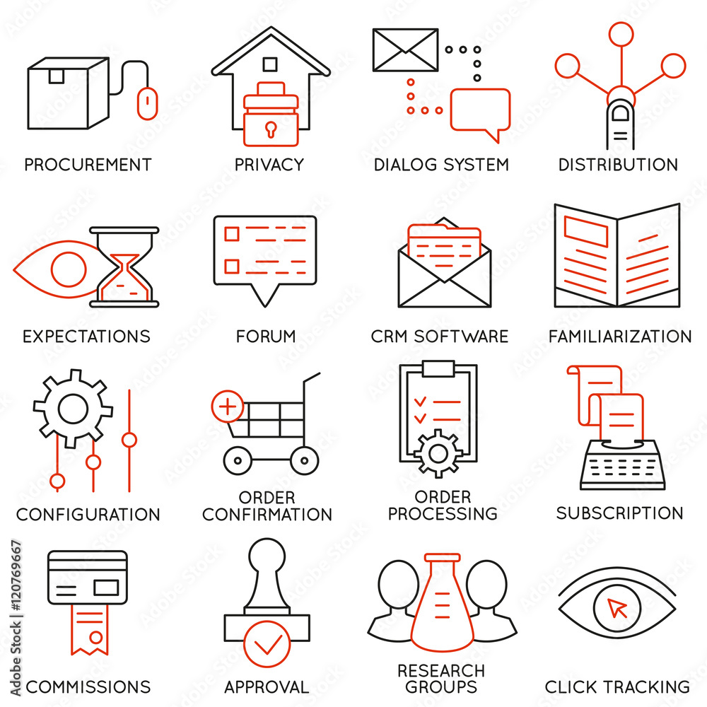 Vector set of 16 icons related to business management, strategy, career ...
