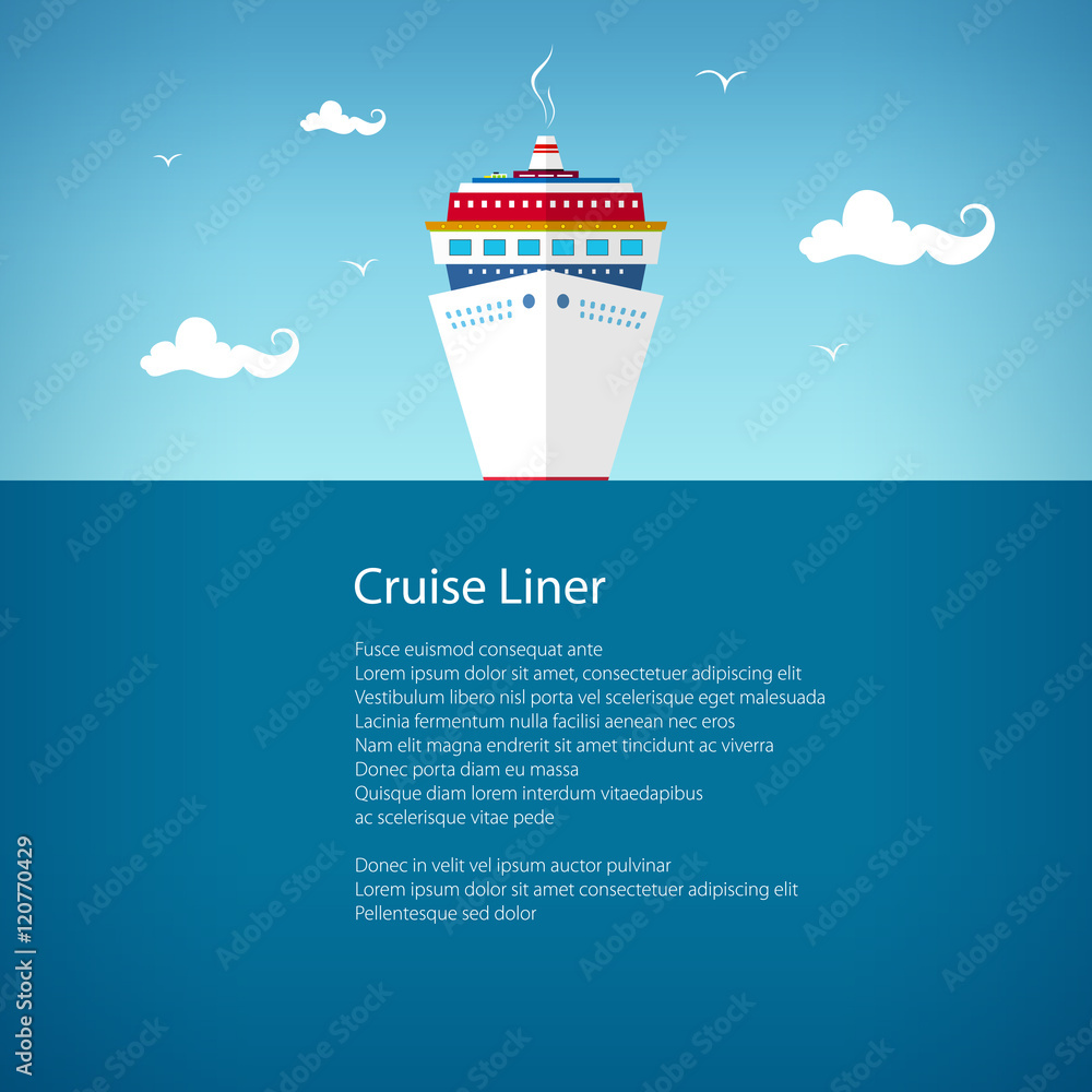 Cruise Ship at Sea, a Front View of the Liner, Travel Concept , Poster ...