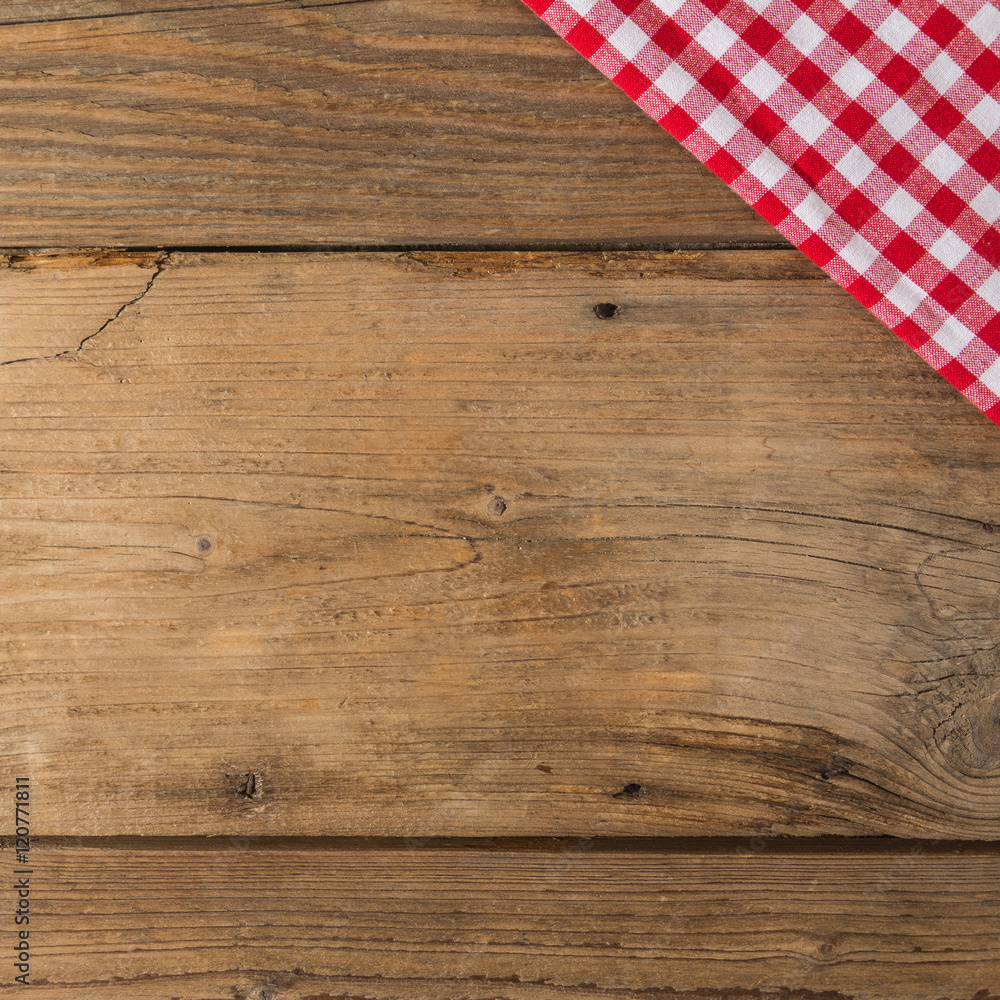 Checkered tablecloth red on the wooden background/ texture Stock Photo ...