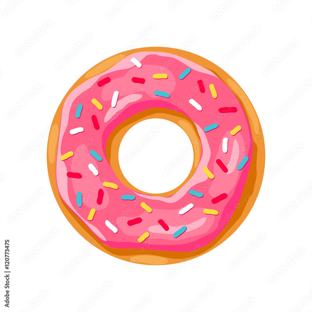 donut with pink glaze. donut icon, donut vector illustration Stock Vector | Adobe Stock