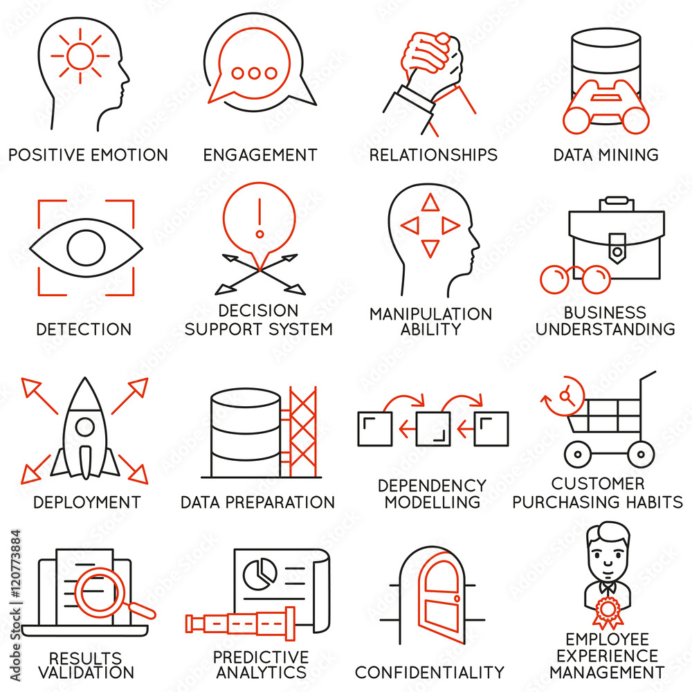 Vector set of 16 icons related to business management, strategy, career ...