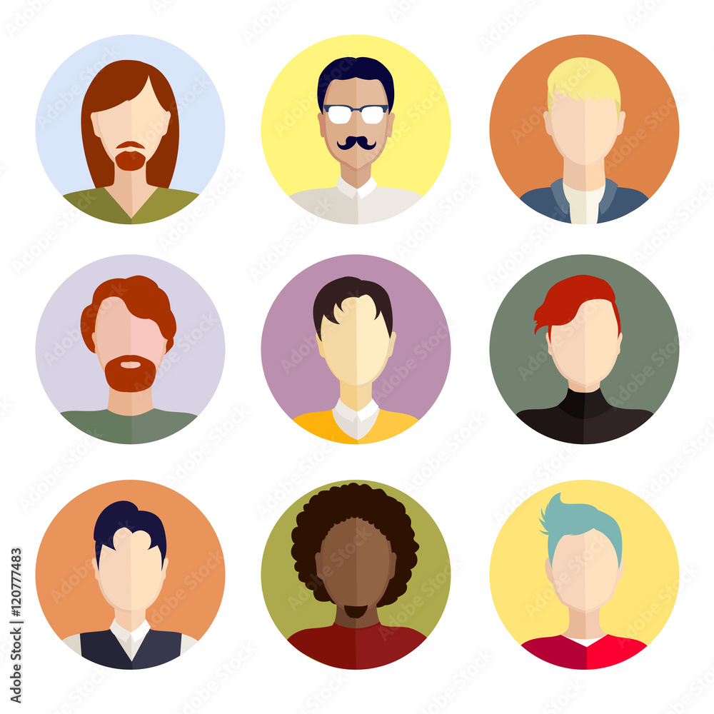 Icons with men of different nationalities for your design Stock Vector ...