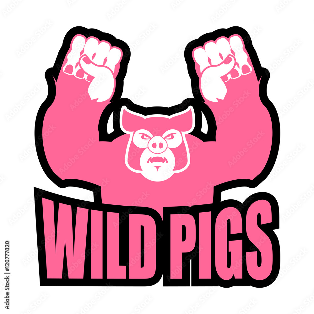 Wild pigs logo for sports team. Angry pig. Aggressive big boar. Stock ...