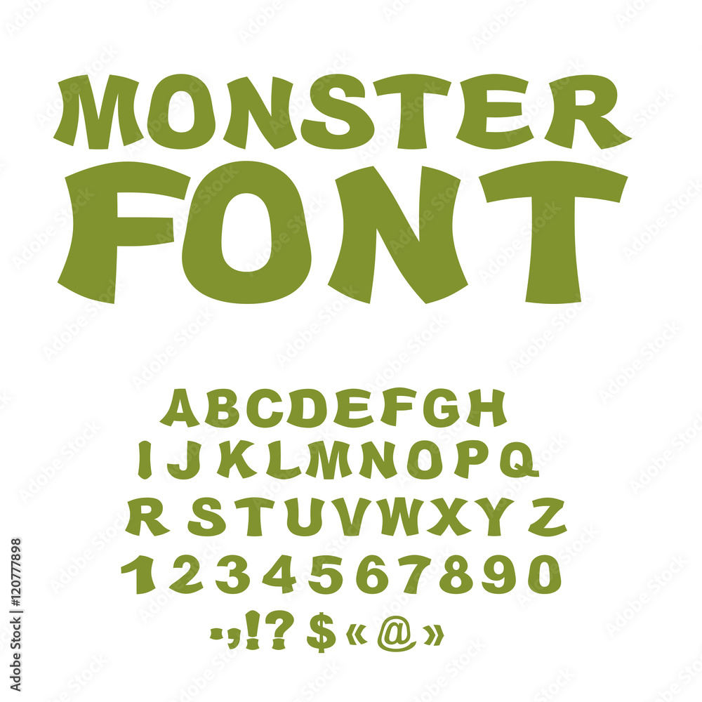 Monster font. Green Swamp letters. Horrible alphabet. Scary Abst Stock ...