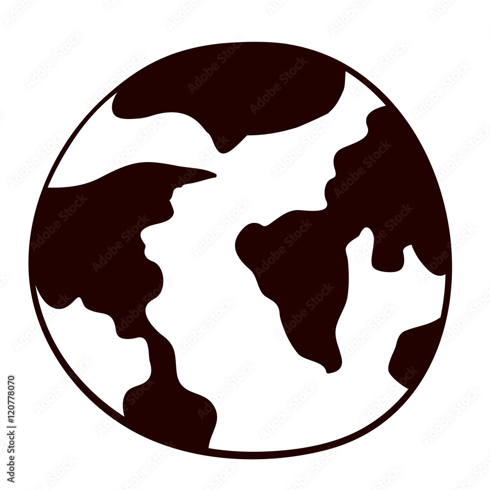 Planet silhouette icon. World earth and draw theme. Isolated design ...