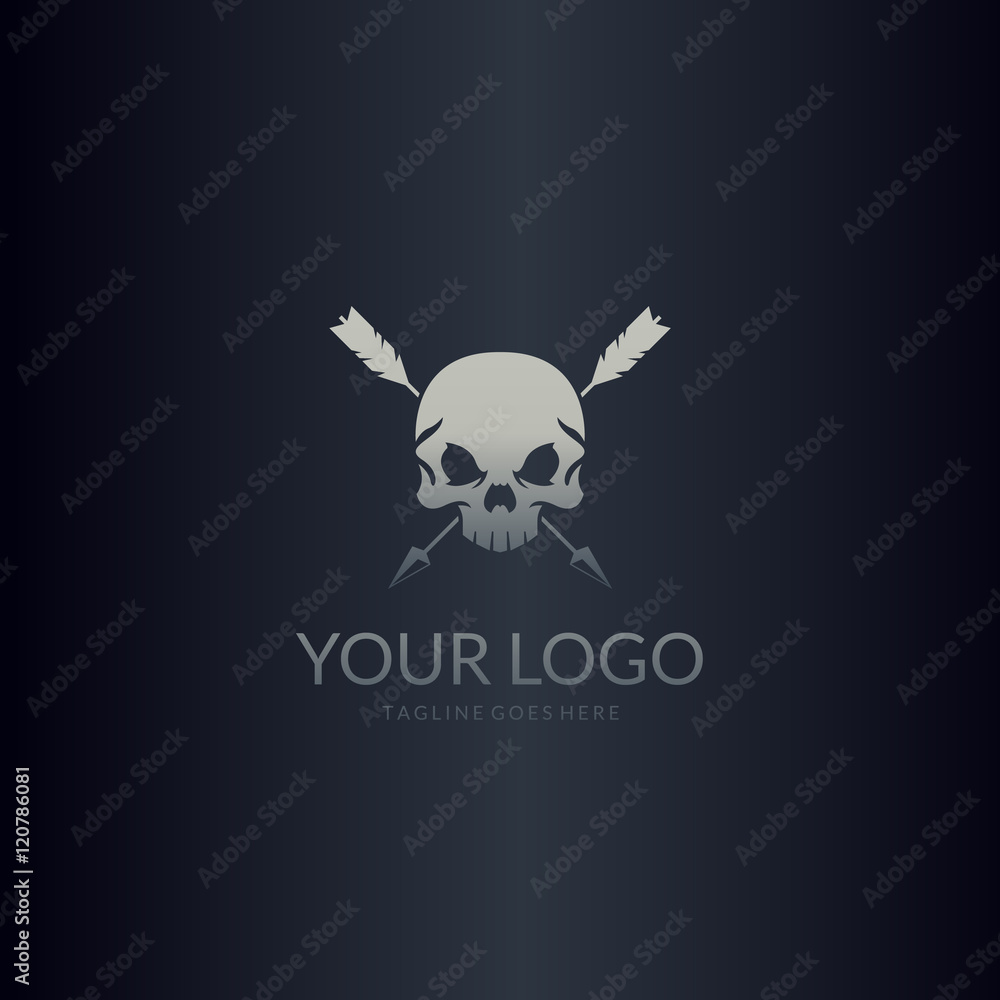 Crossed arrows and skull. Skull logo. Easy to edit, change size, color ...