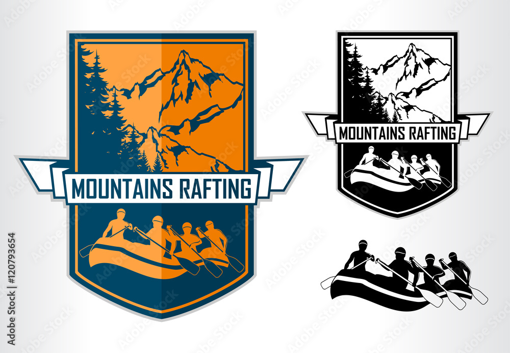 set of vector rafting emblems logo labels Stock Vector | Adobe Stock