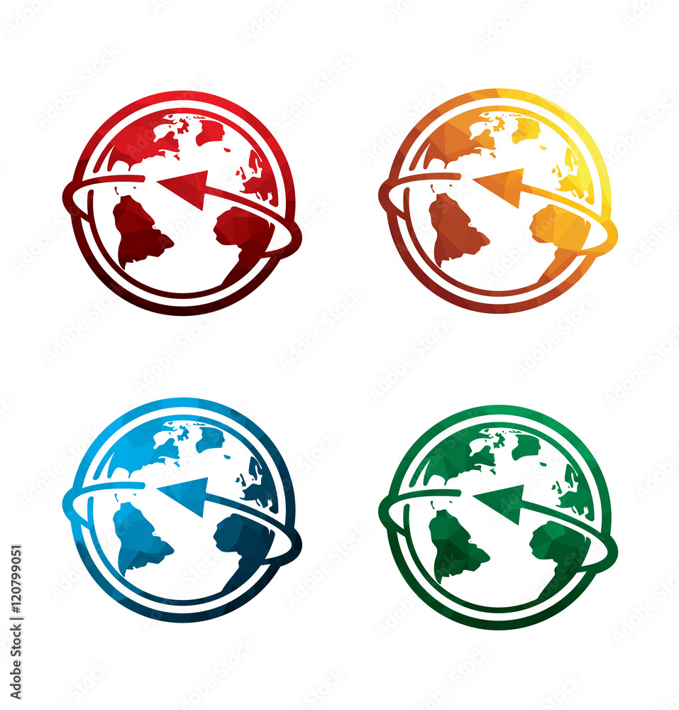 colorful world icons on white background. isolated earth icons. eps8 ...