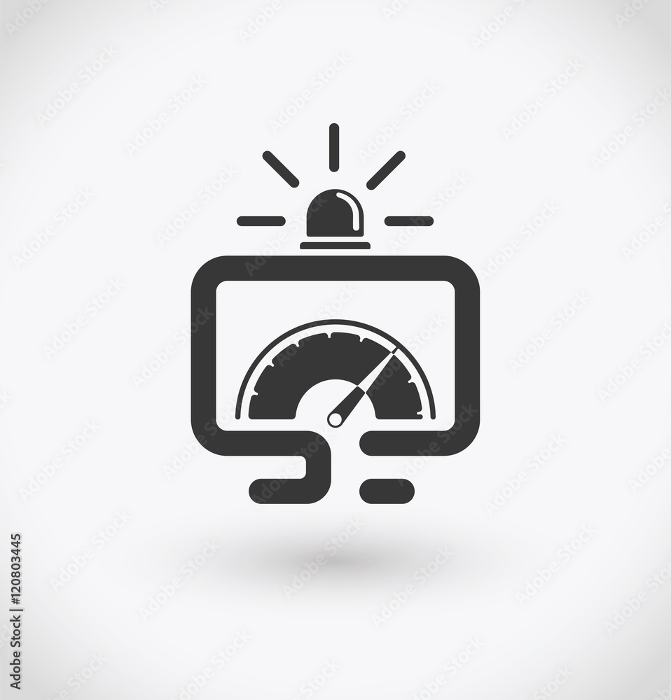 Simple high speed PC icon on white background. Simple high speed PC ...