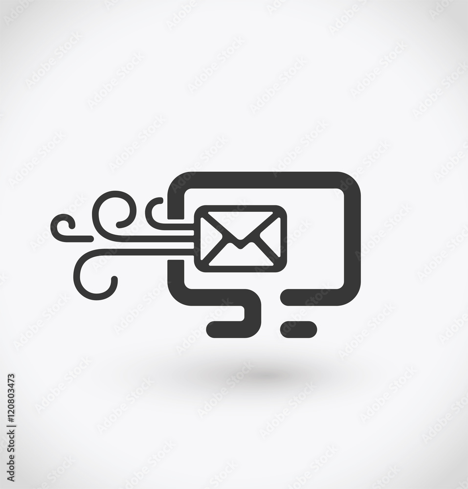 Simple incoming PC mail icon on white background. Simple incoming PC ...