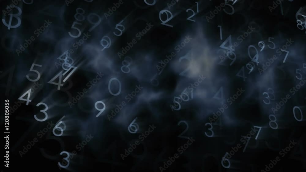 Numbers abstract background, 3D motion. Black loop seamless background ...