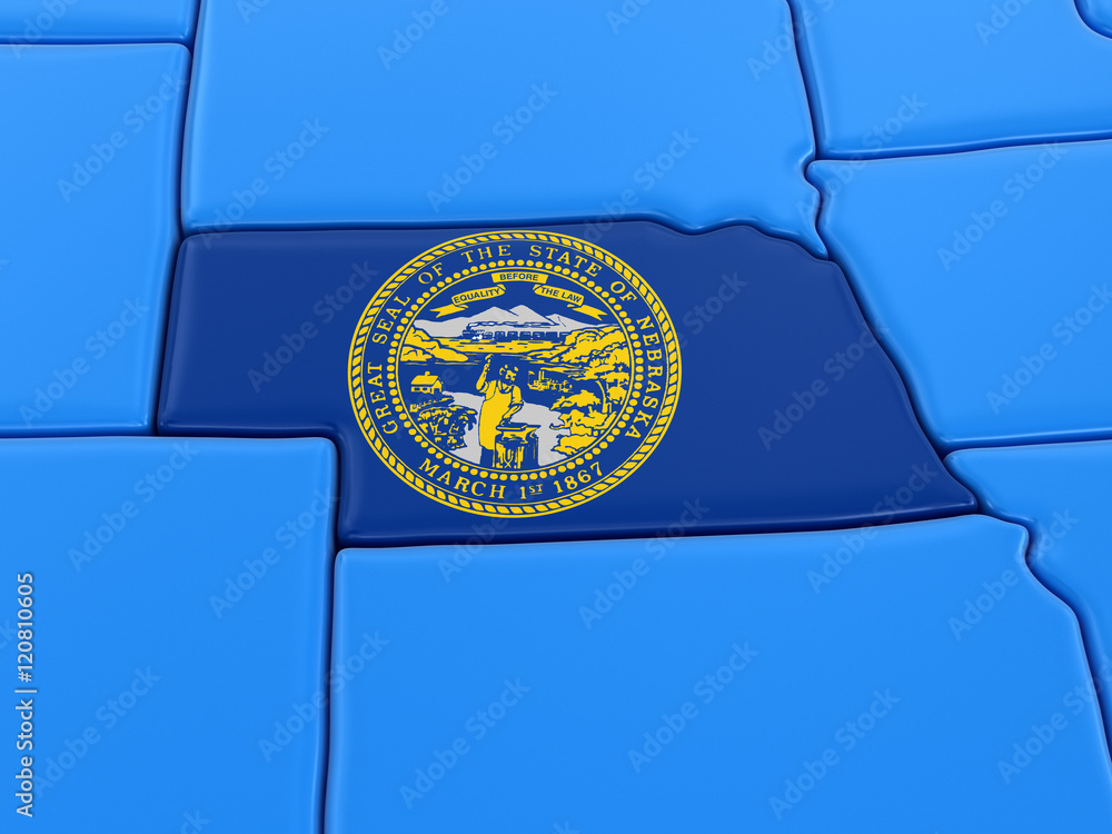 Map of Nebraska state with flag Stock Illustration | Adobe Stock