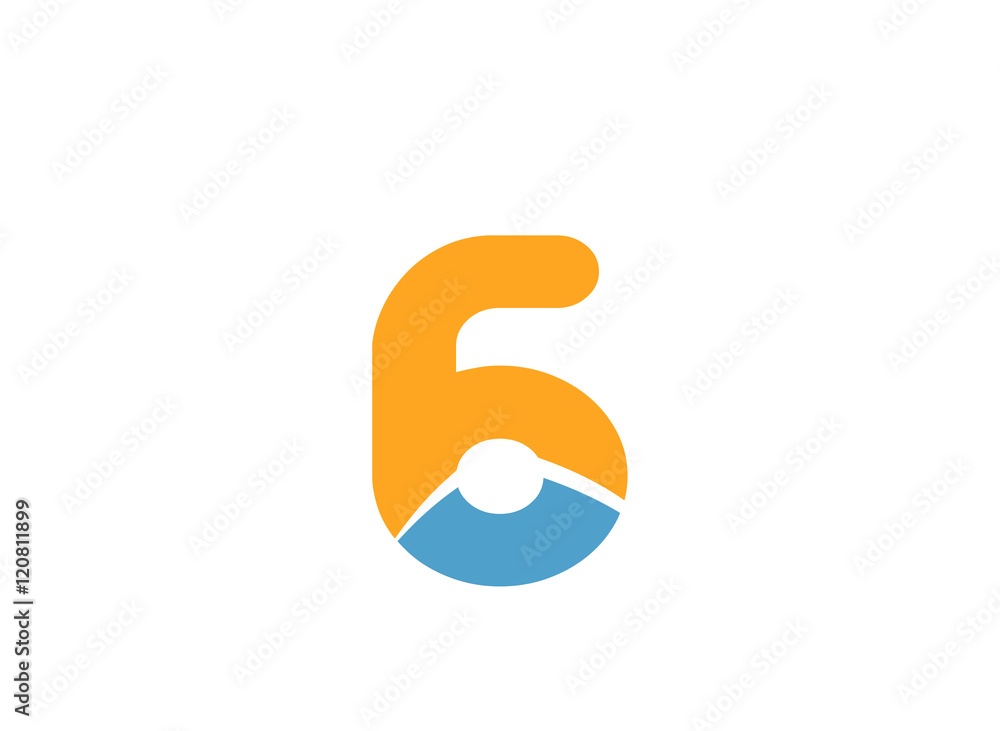 Number 6 logo. Vector logotype design Stock Vector | Adobe Stock