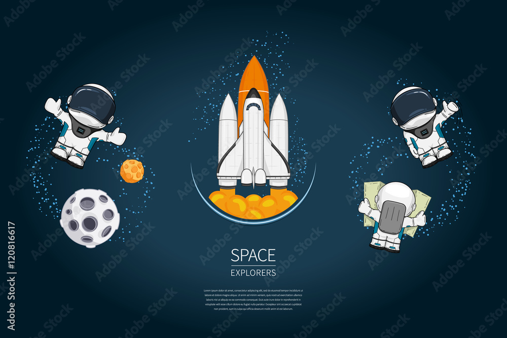 Set of Modern design vector illustration withSpace Shuttle Launch ...