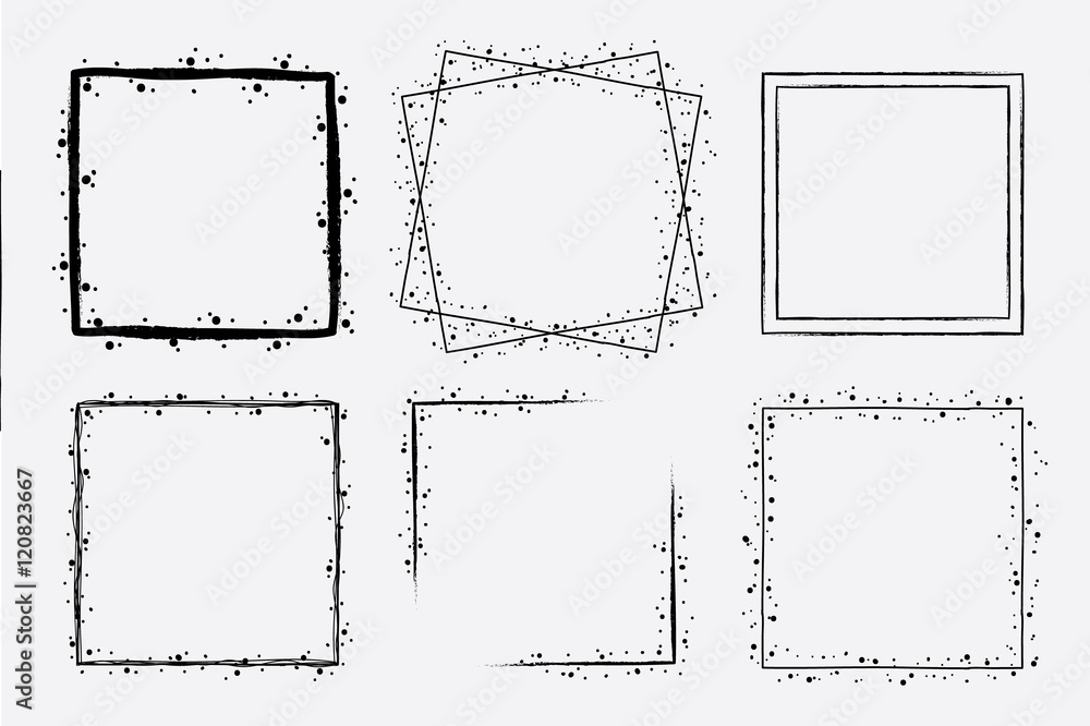 Hand drawn vector square frames for brand identity and logo design ...