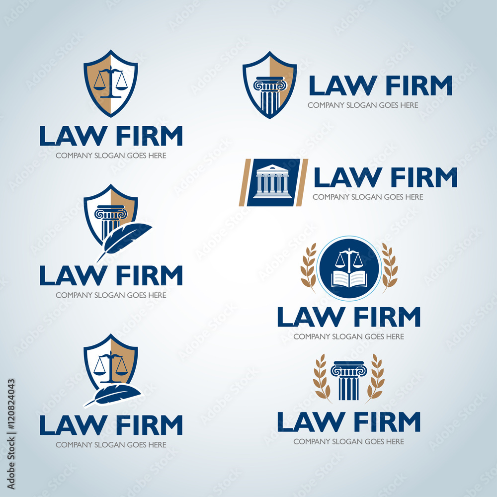 Vetor de Lawyer logo design templates. Law office logo set. The judge ...