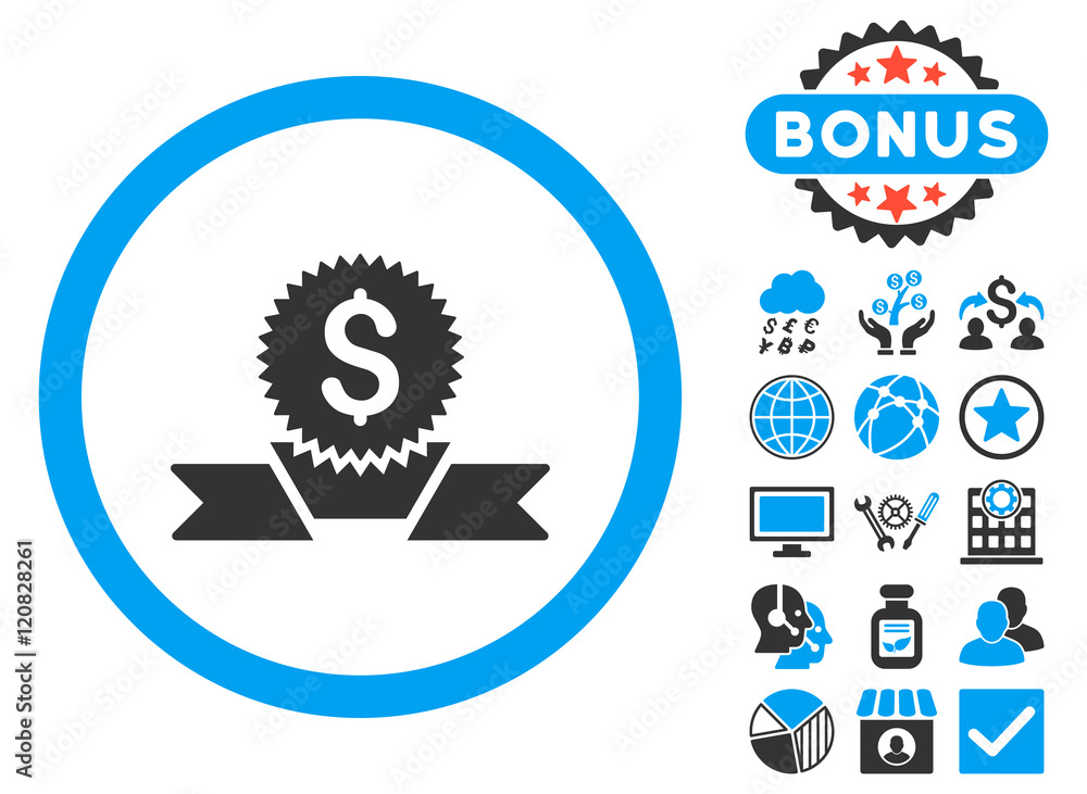 Banking Award icon with bonus pictogram. Vector illustration style is ...