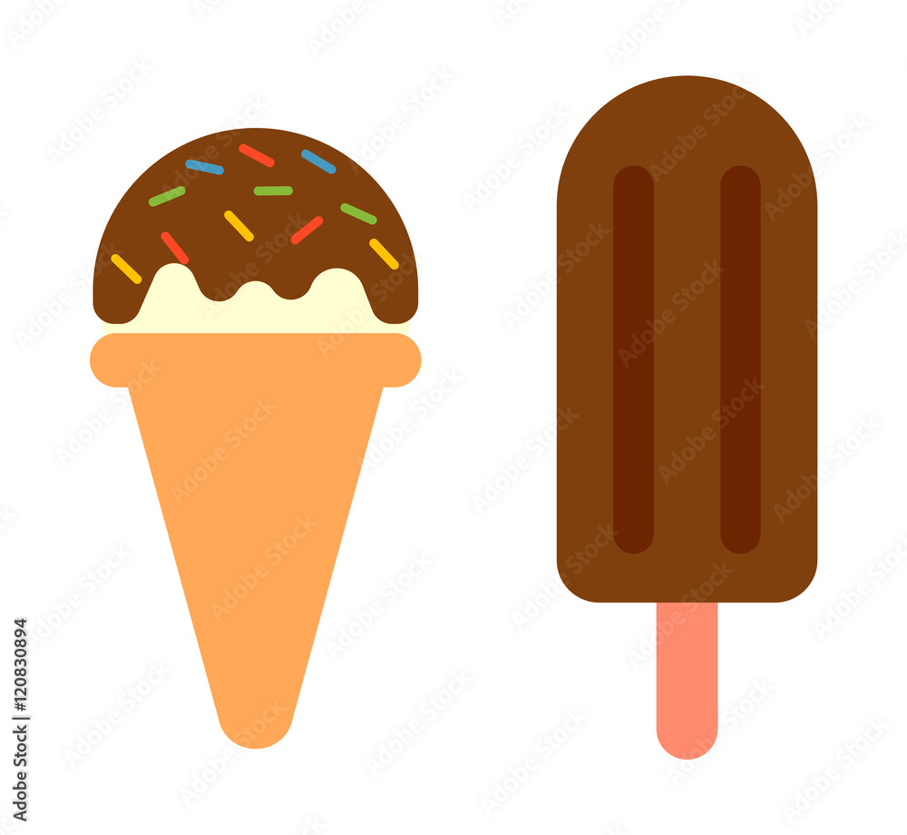 Sweet cartoon cold ice cream set and tasty cartoon frozen icecream ...