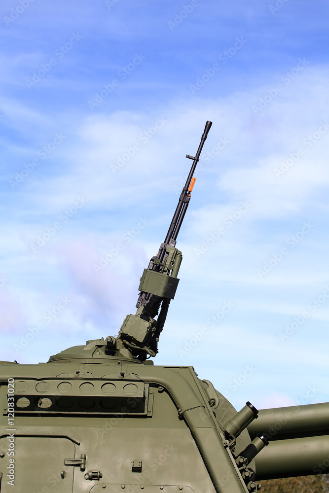 Tower of the russian self-propelled howitzer with armaments Stock Photo ...