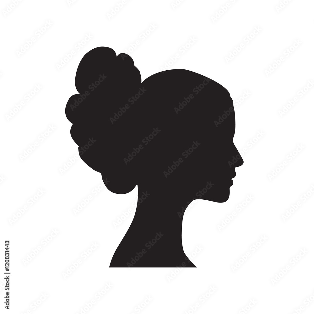 Girl Head Silhouette Facing Left