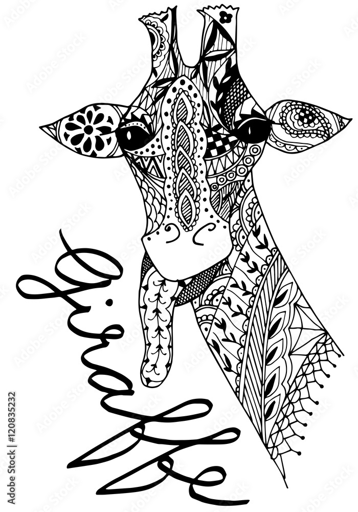zentangle giraffe, mehndi design, hand drawn, vector Stock Vector ...