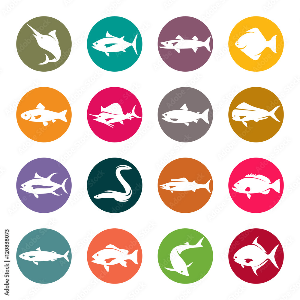 Fish icon set Stock Vector | Adobe Stock