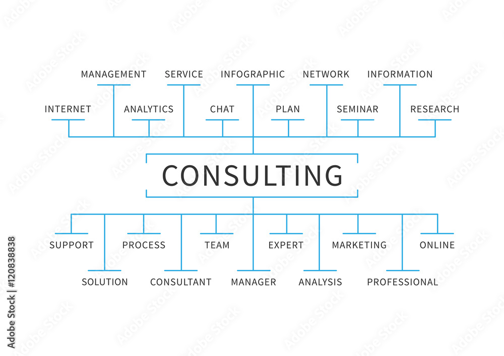 Consulting scheme (mindmap) vector illustration on white background ...