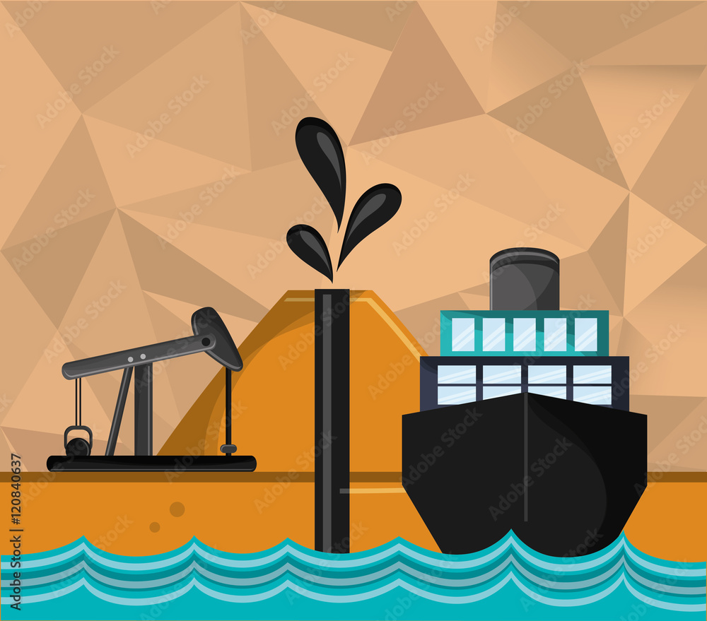 flat design petroleum oil extraction and refinement related icons image ...