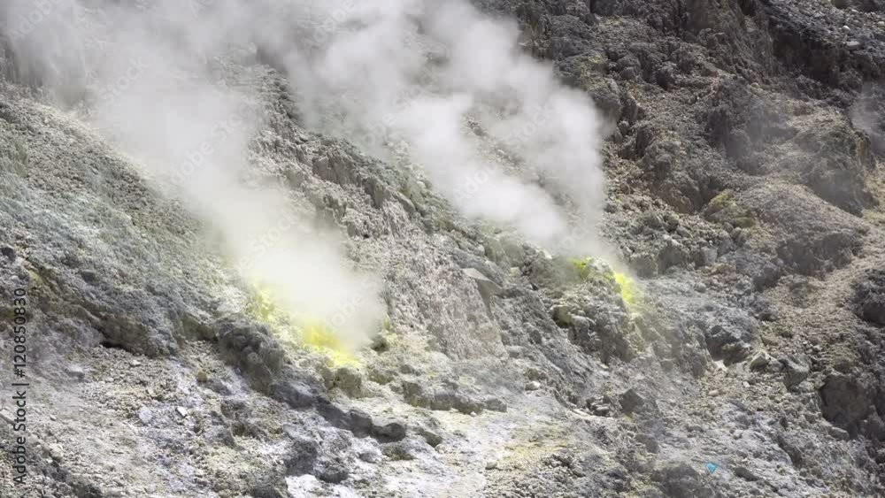 Smoking fumaroles on active Sibayak volcano near Berastagi, North ...