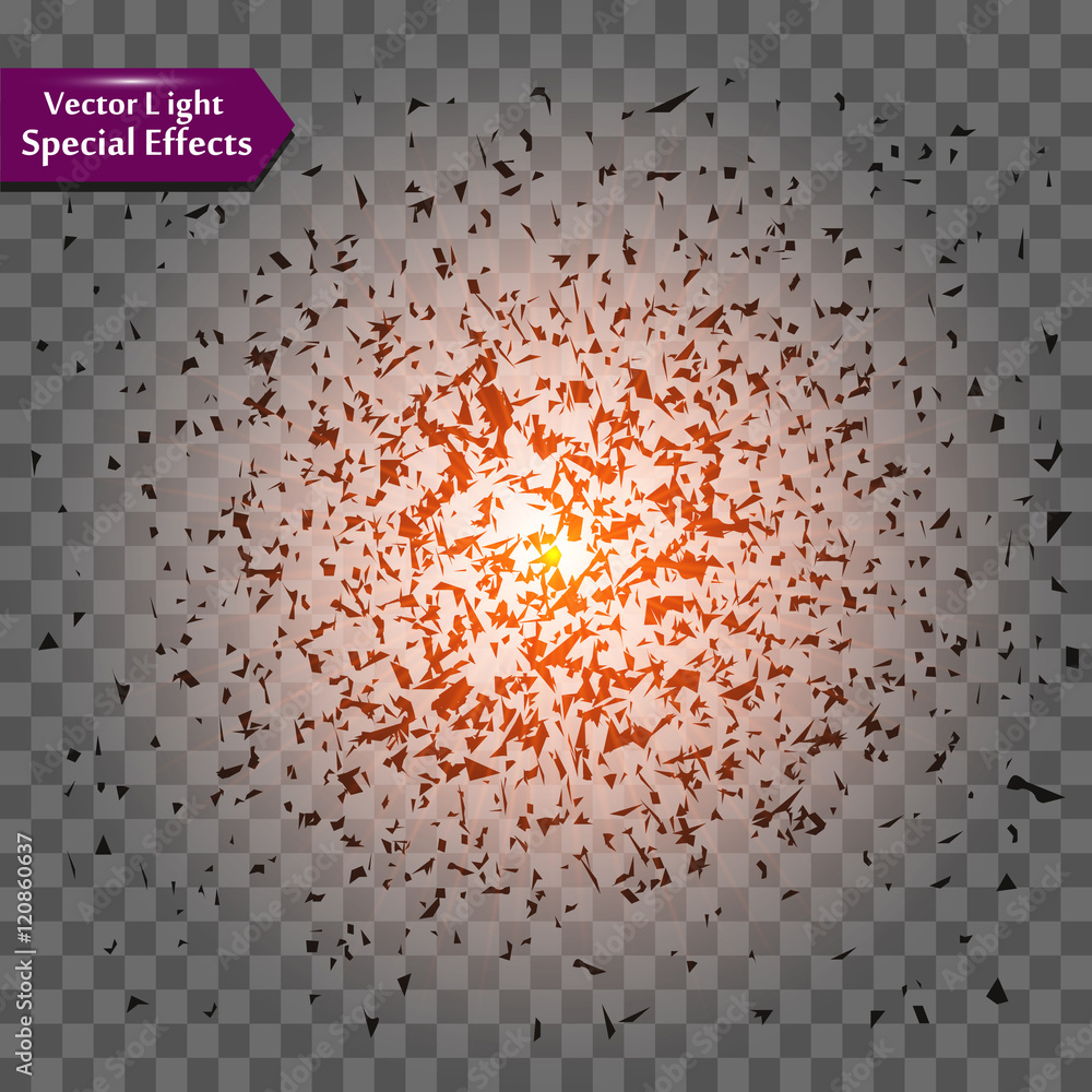 Abstract vector explosion. Star explosion with particles isolated on ...