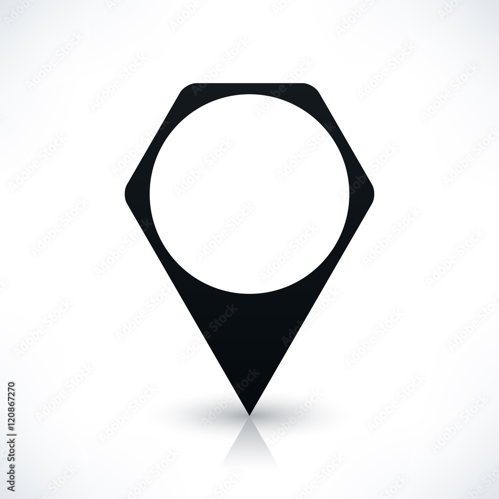Black hexagon map pin sign flat location icon Stock Vector | Adobe Stock
