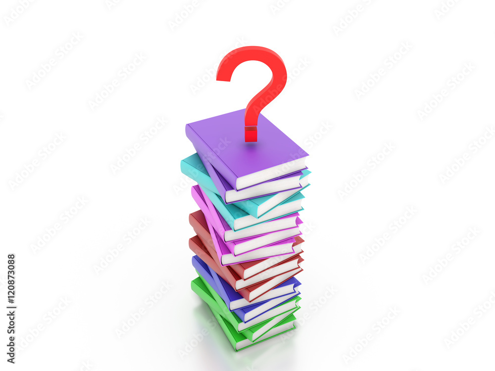 Books with Question mark Symbol 3D Rendering Image Stock Illustration ...